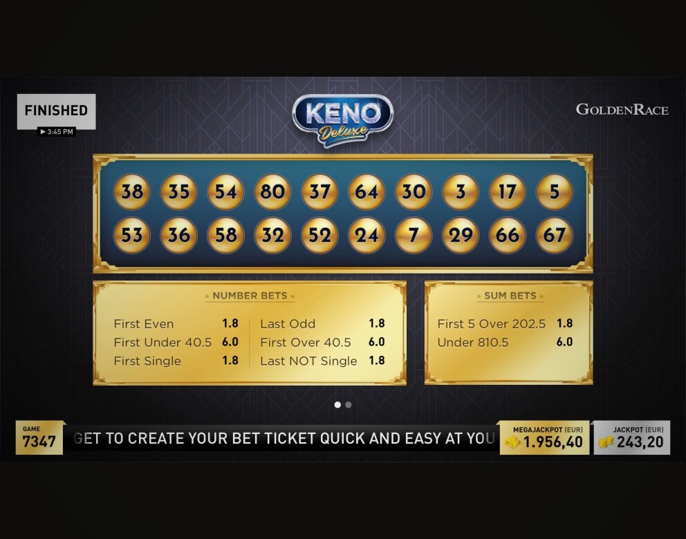 Keno software - Betting Number Games B2B | GoldenRace