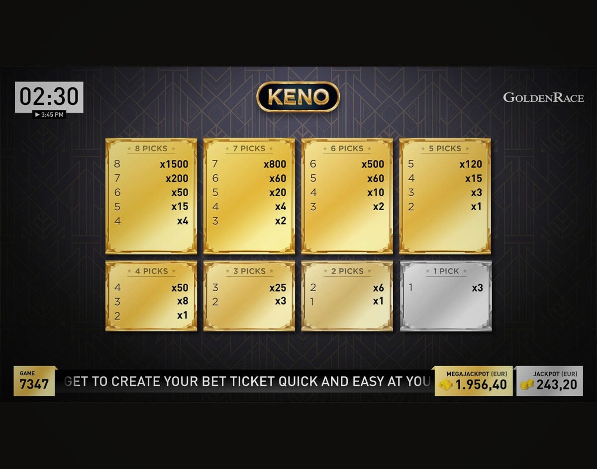Keno software - Betting Number Games B2B | GoldenRace